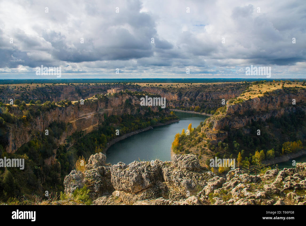 River Duraton and San Frutos church. Hoces del Duraton Nature Reserve ...