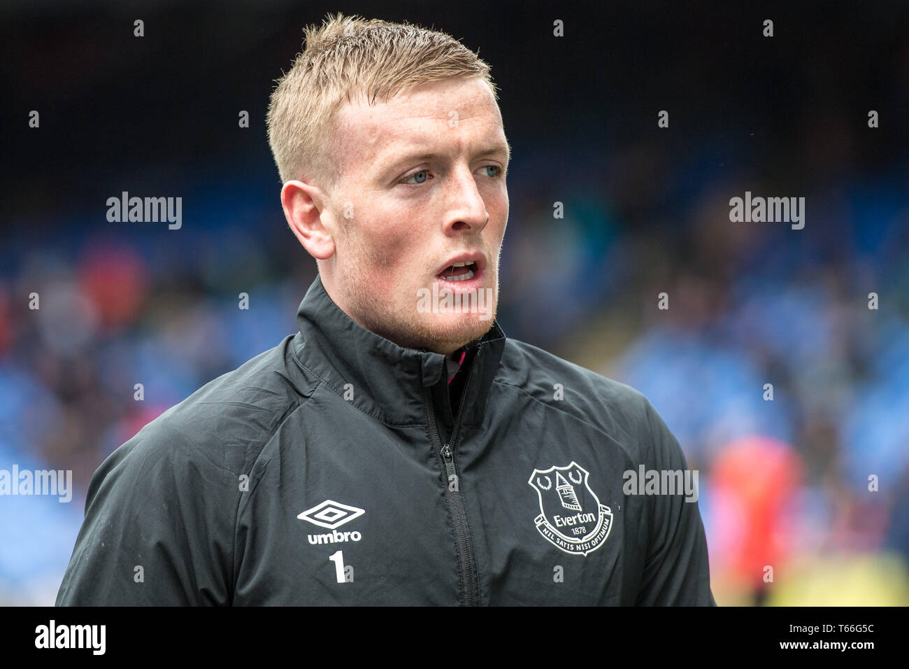 LONDON, ENGLAND - APRIL 27: Jordan Pickford of Everton FC looks on ...