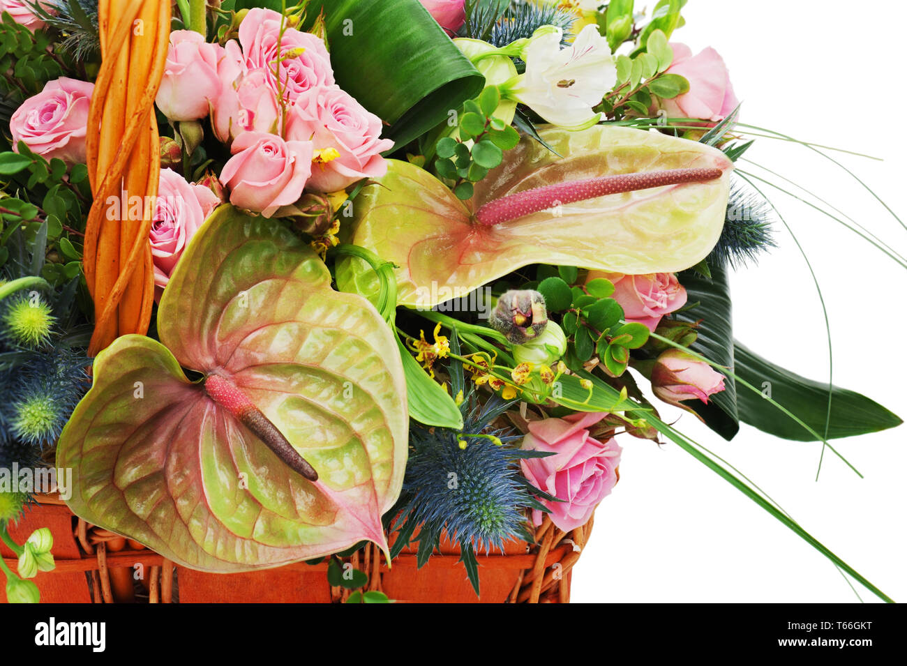 Fragment of flower bouquet arrangement centerpiece Stock Photo - Alamy