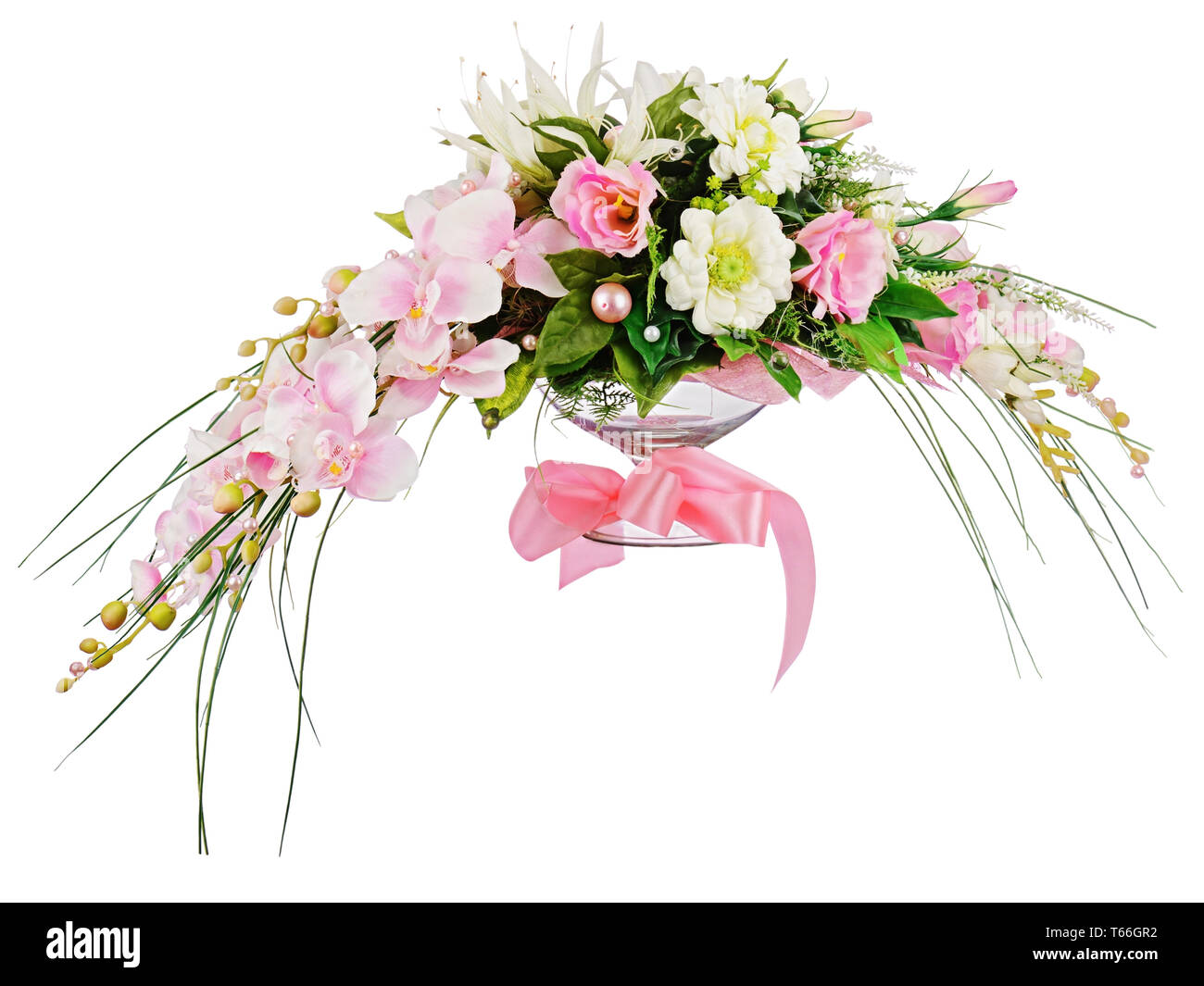 Floral bouquet of roses and orchids arrangement ce Stock Photo - Alamy