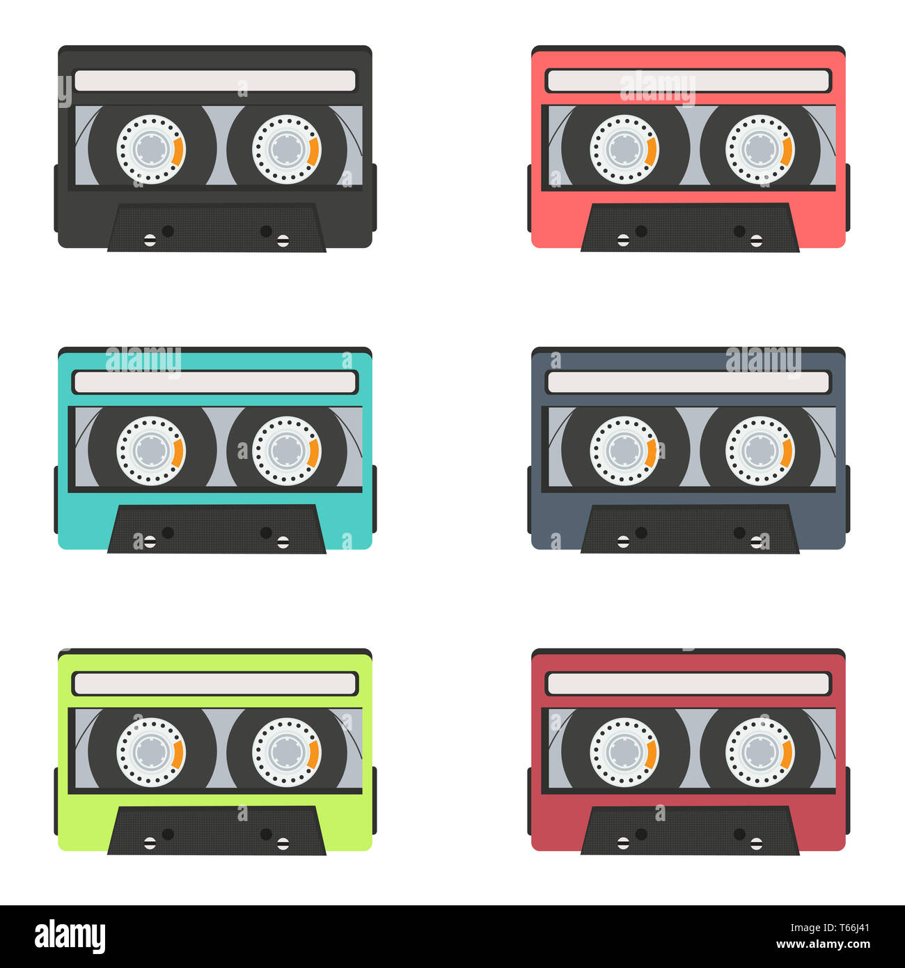 collection of retro audio tapes isolated on white background Stock ...