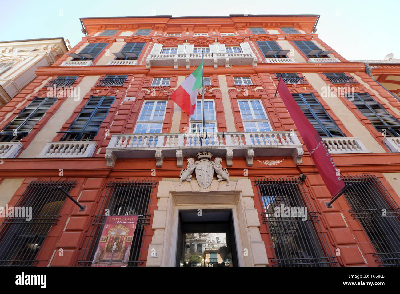 The red palace in Via Garibaldi of Genoa, Italy Stock Photo - Alamy