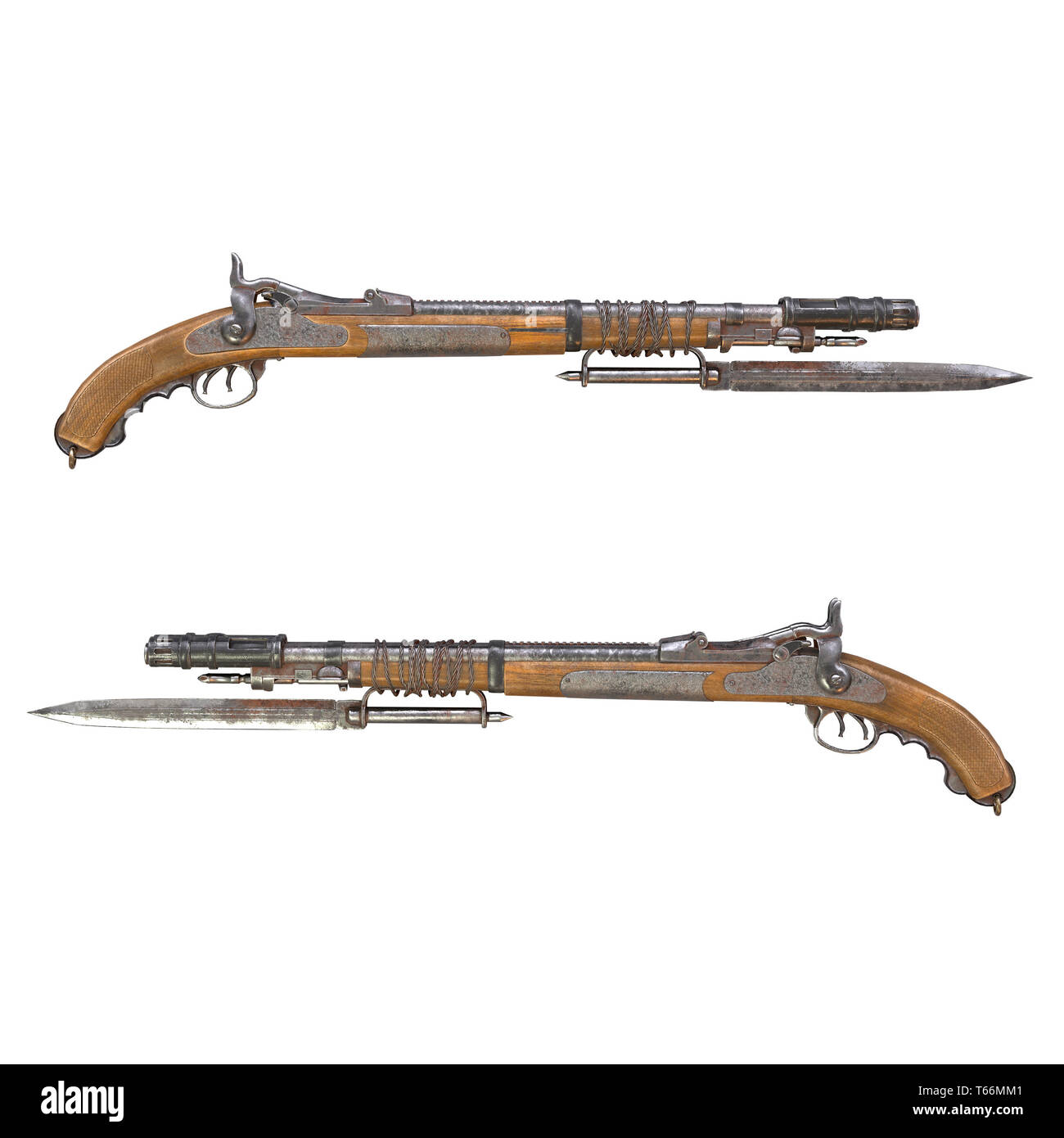 Fantasy bleed musket in post-apocalypse style with a knife on an ...