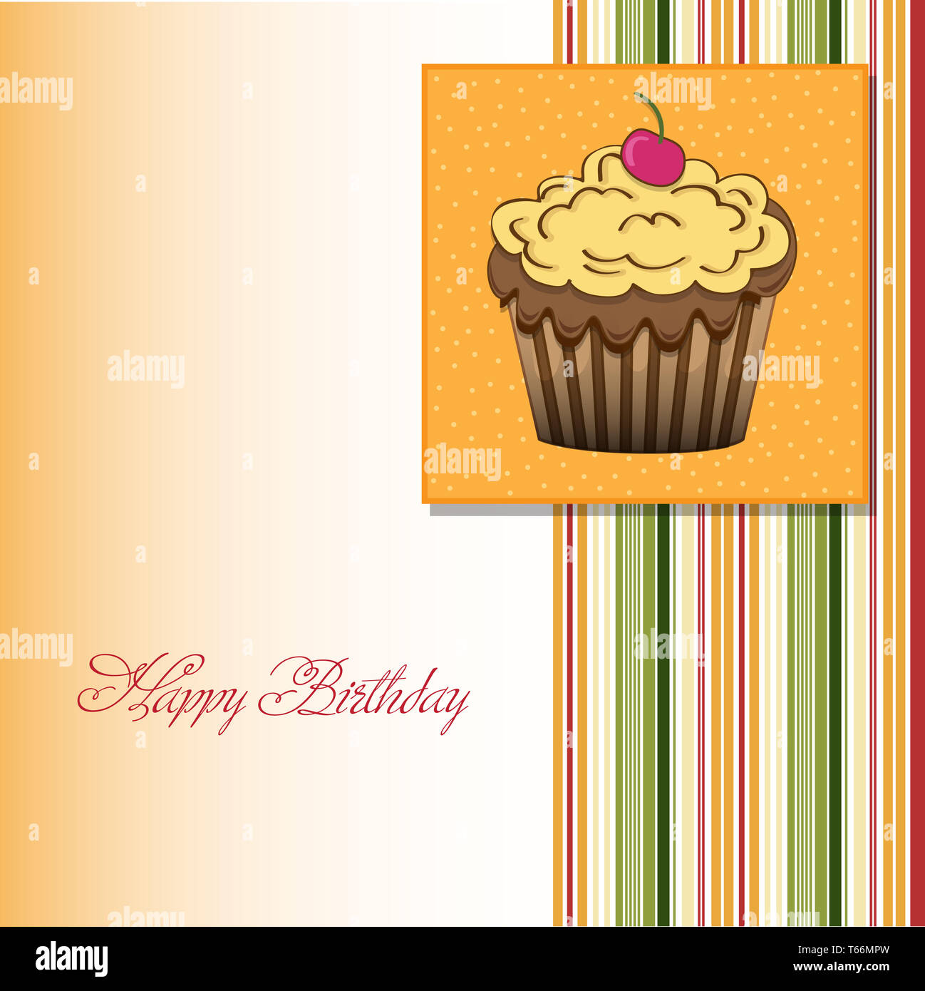 cute happy birthday card with cupcake Stock Photo - Alamy