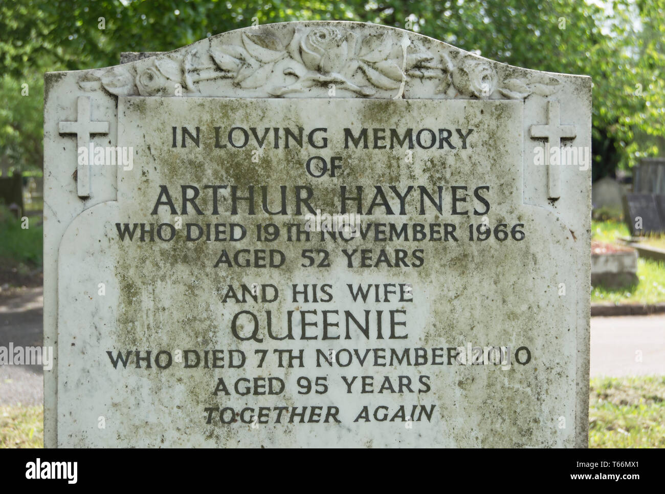 grave of comedian arthur haynes, and his wife, in mortlake cemetery ...