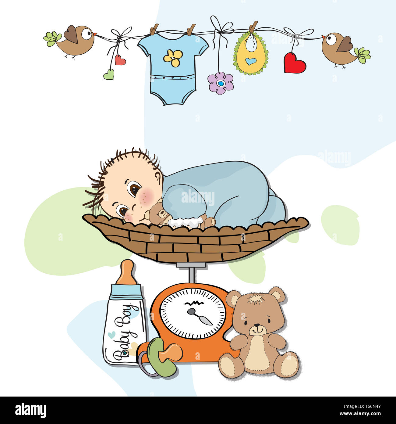 baby boy weighed on the scale Stock Photo - Alamy