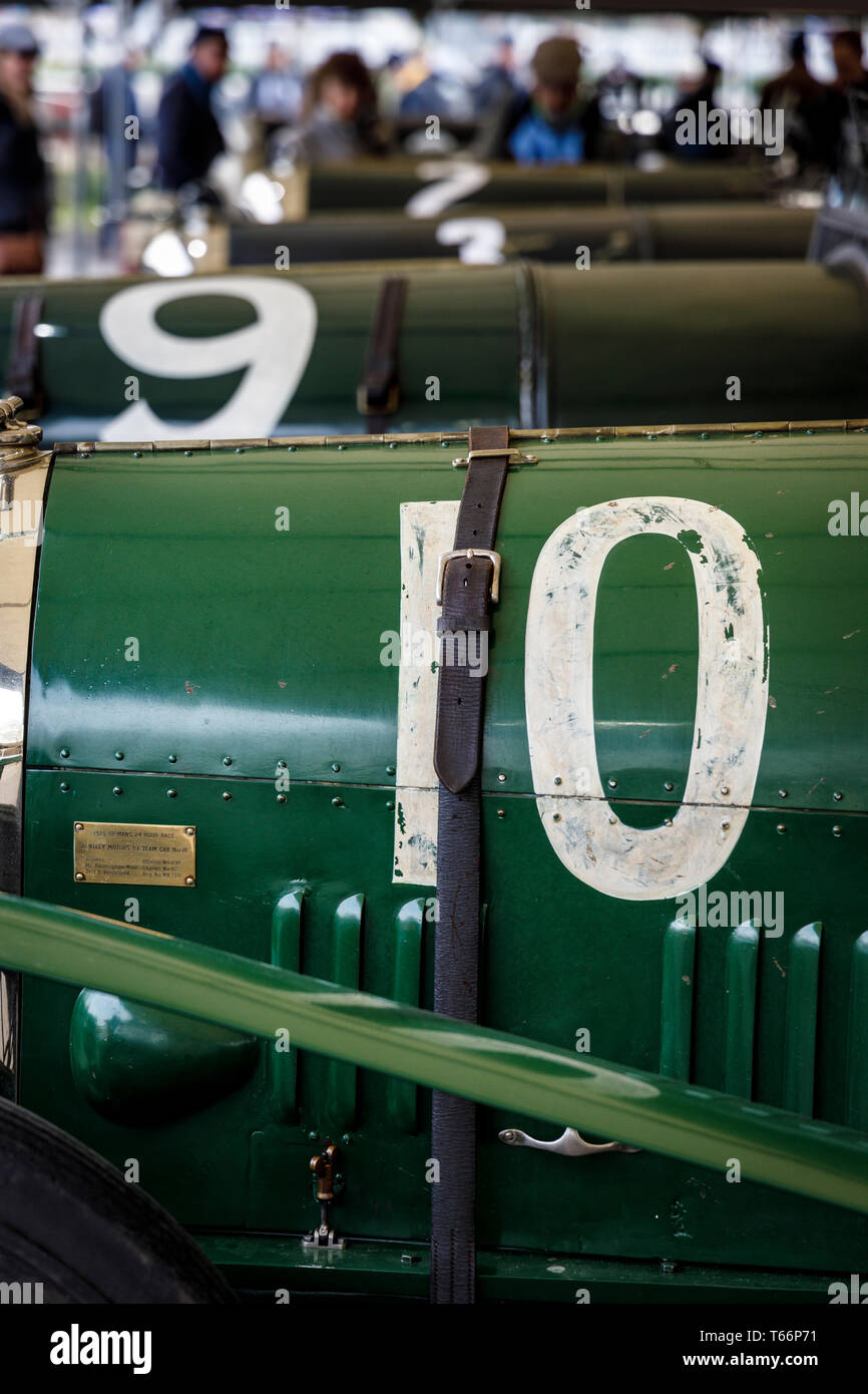 Vintage Bentleys in the paddock garage before the John Duff Trophy race ...