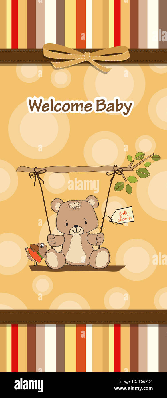 baby greeting card with teddy bear Stock Photo - Alamy