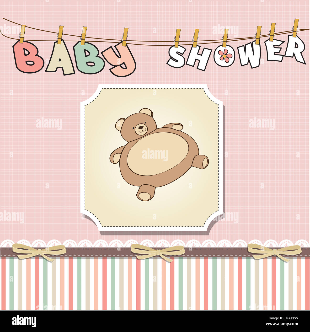 romantic baby girl announcement card with teddy bear Stock Photo - Alamy