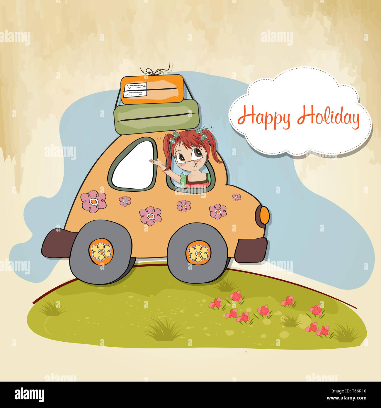 happy woman going on holiday by car Stock Photo - Alamy