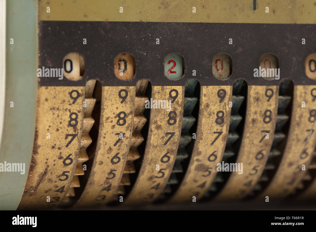 Vintage manual adding machine isolated on white, selective focus - 200 ...