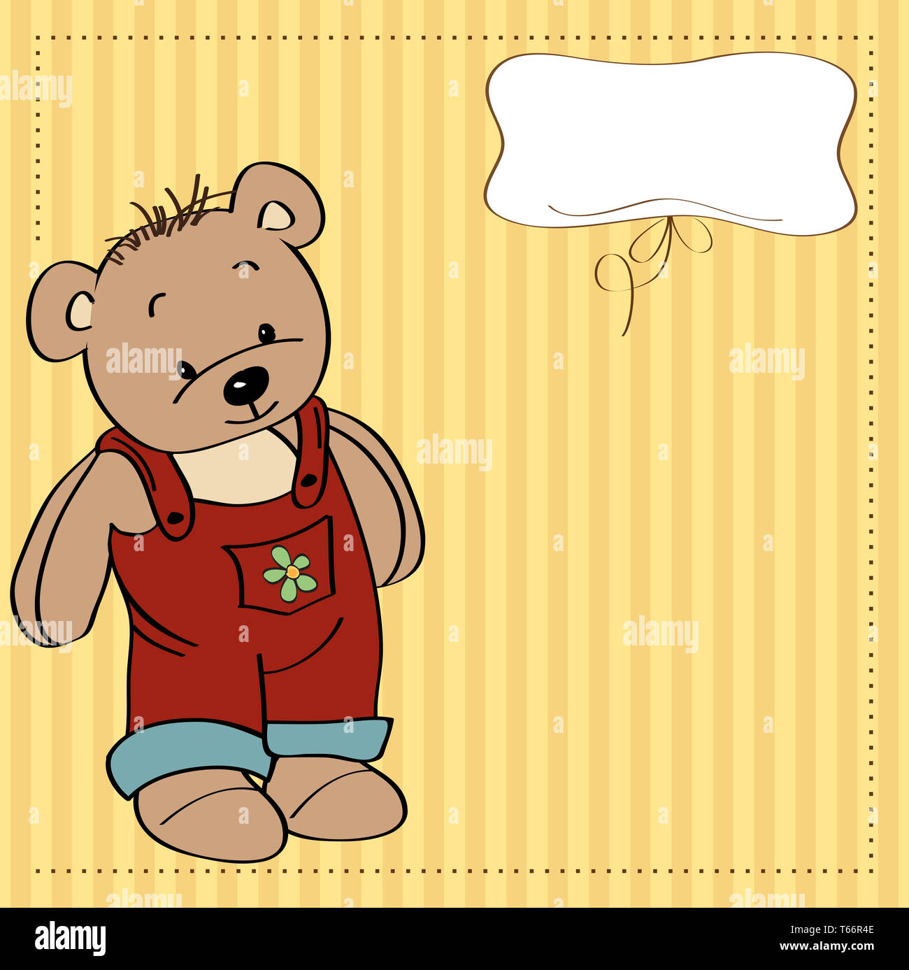 customizable childish card with funny teddy bear Stock Photo - Alamy
