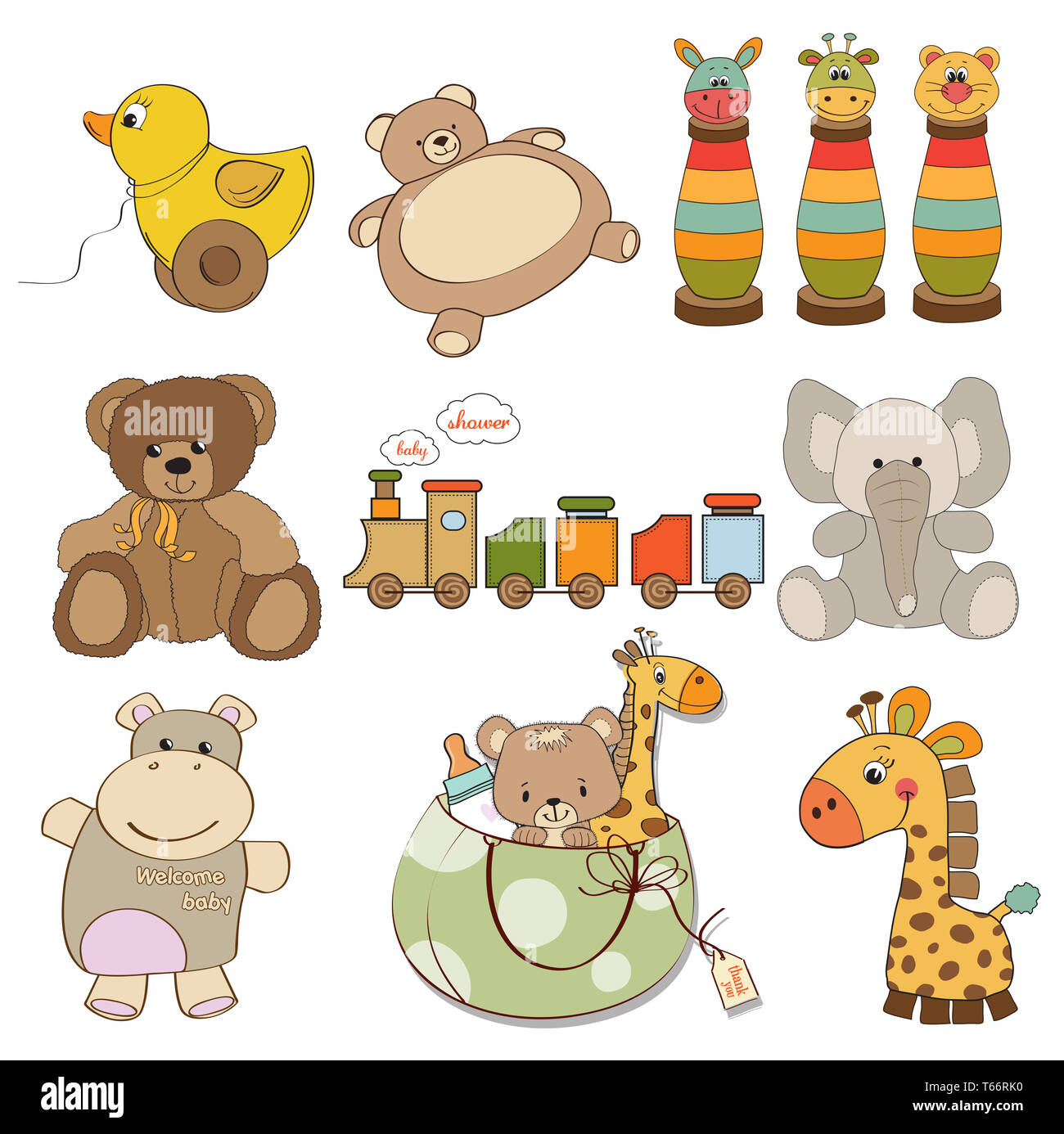 illustration of different toys items for baby Stock Photo - Alamy
