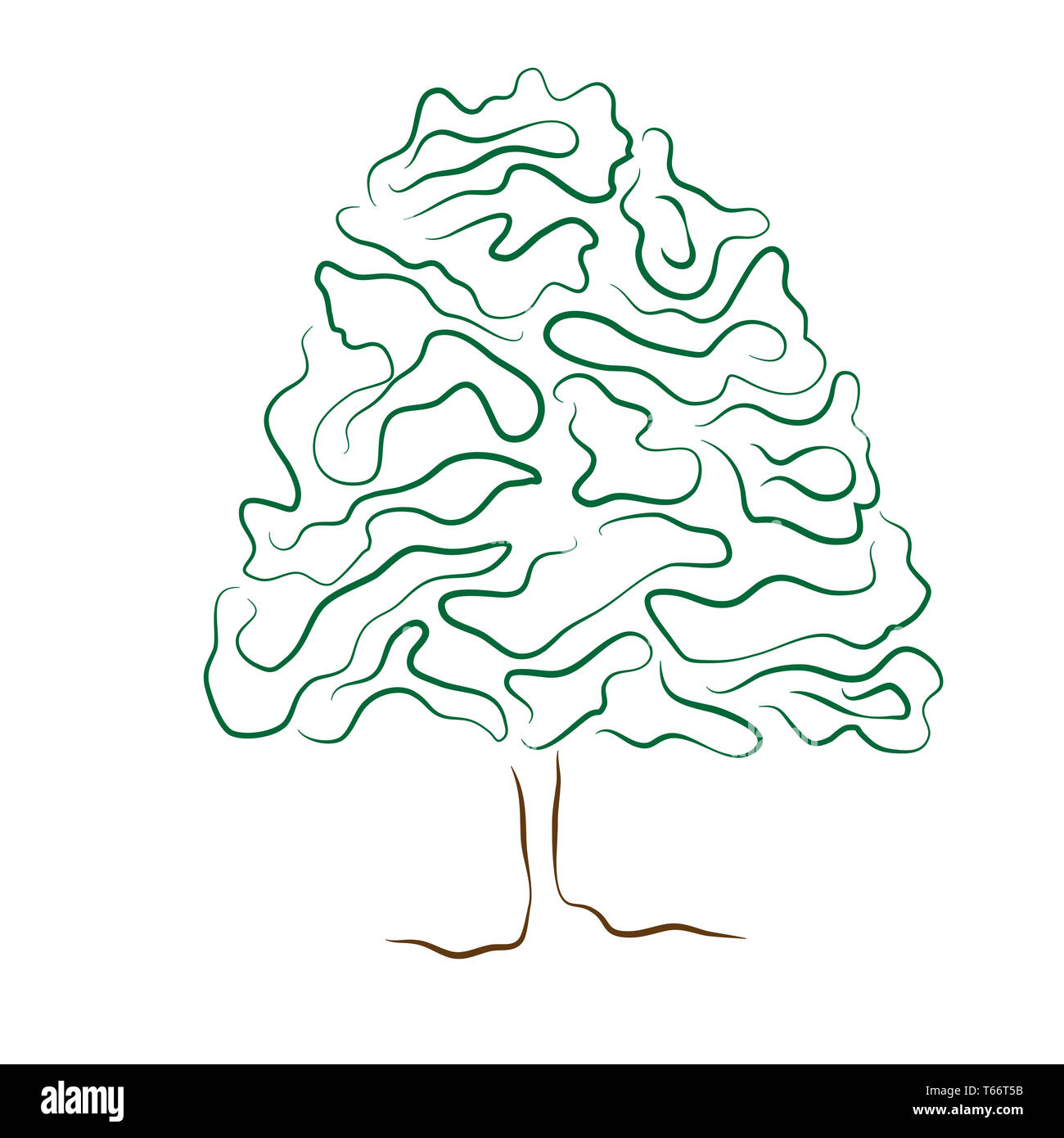 stylized tree silhouette isolated on white background Stock Photo - Alamy