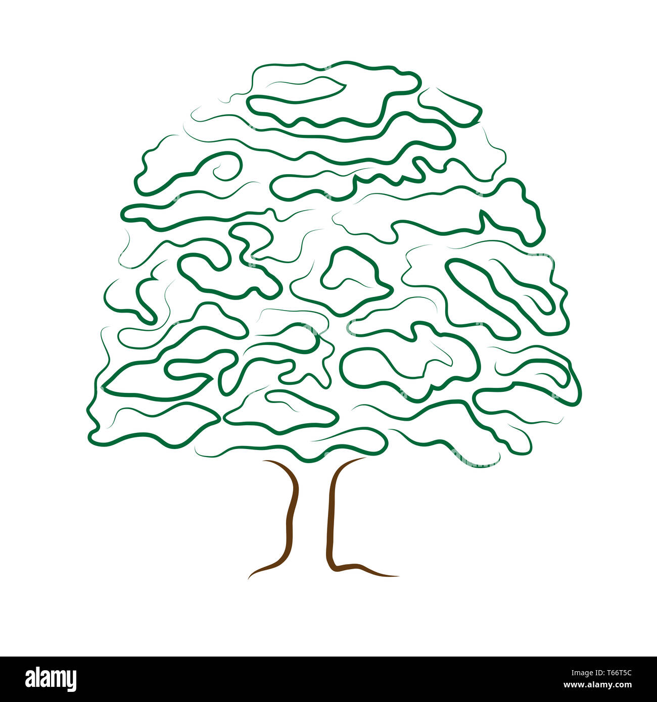 stylized tree silhouette isolated on white background Stock Photo - Alamy