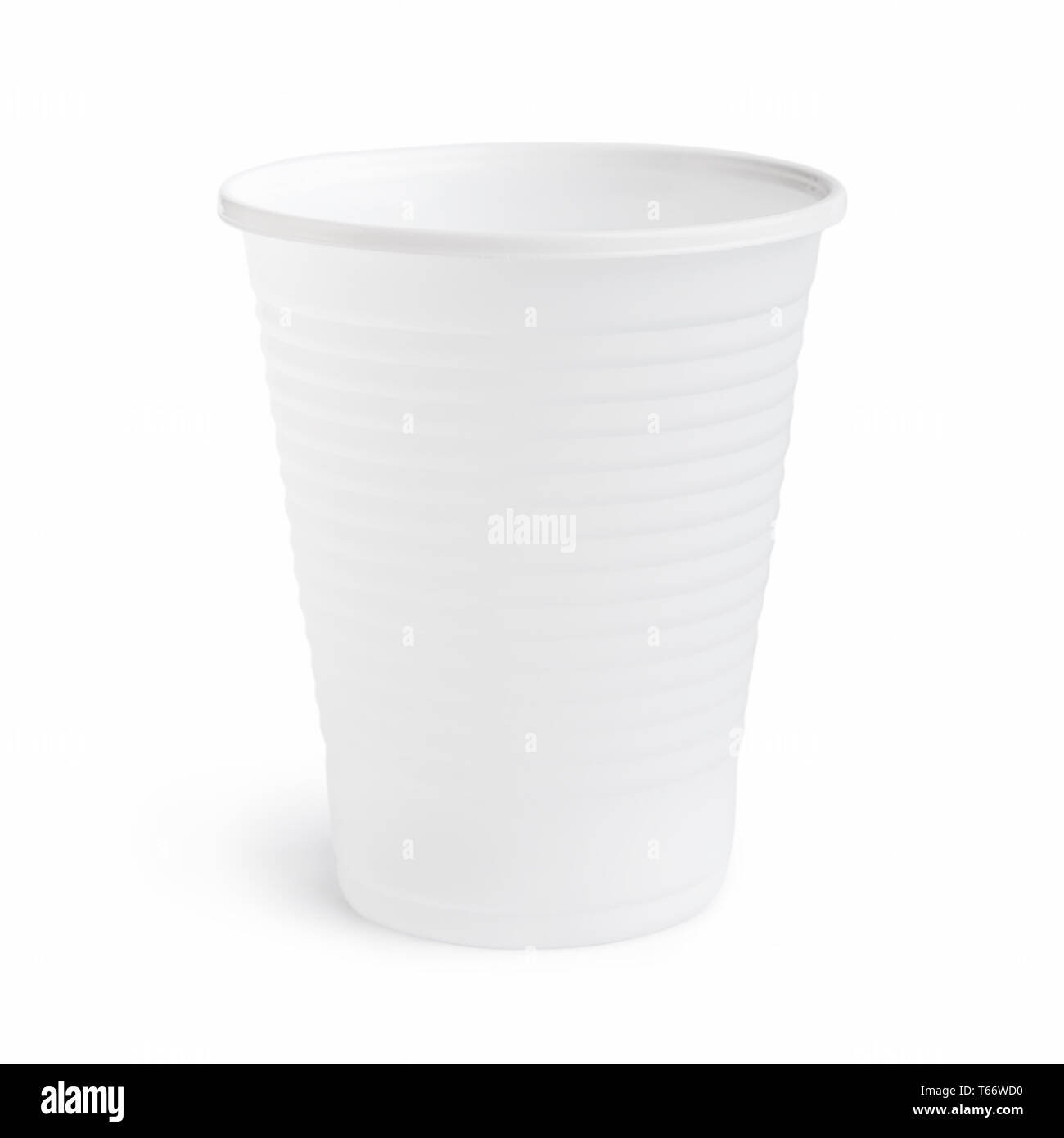 White plastic cup isolated on white background Stock Photo - Alamy