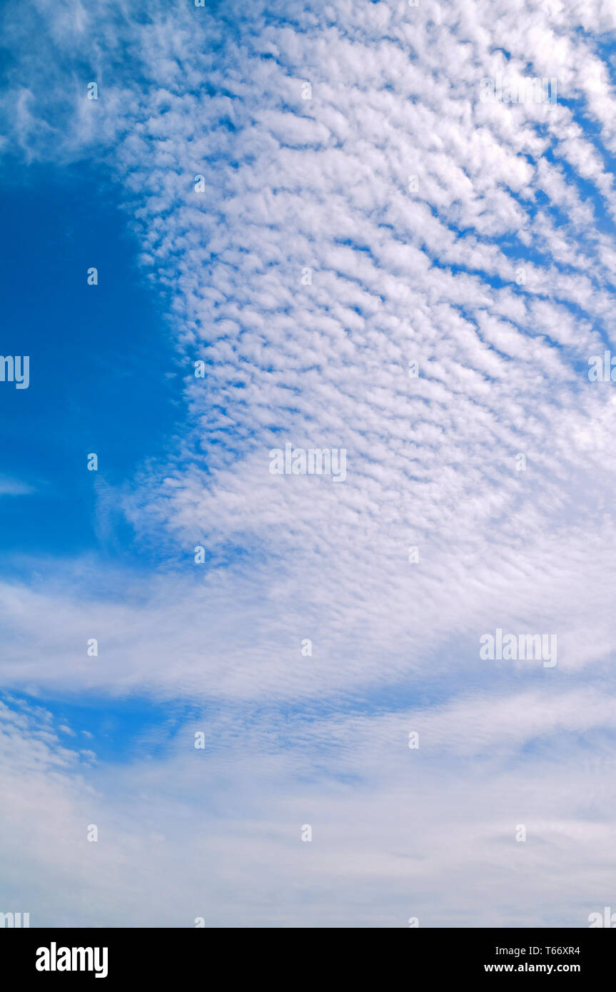 Sky landscape. Blue dramatic sky background with white dramatic clouds ...