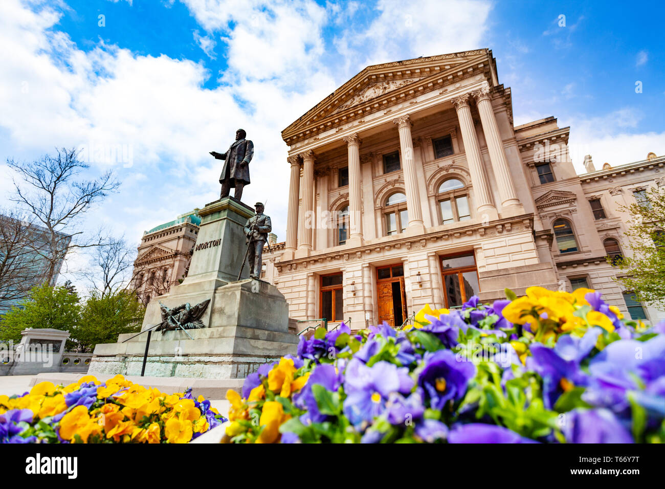 Oliver Perry Morton statue in front of the Indiana State Capitol ...