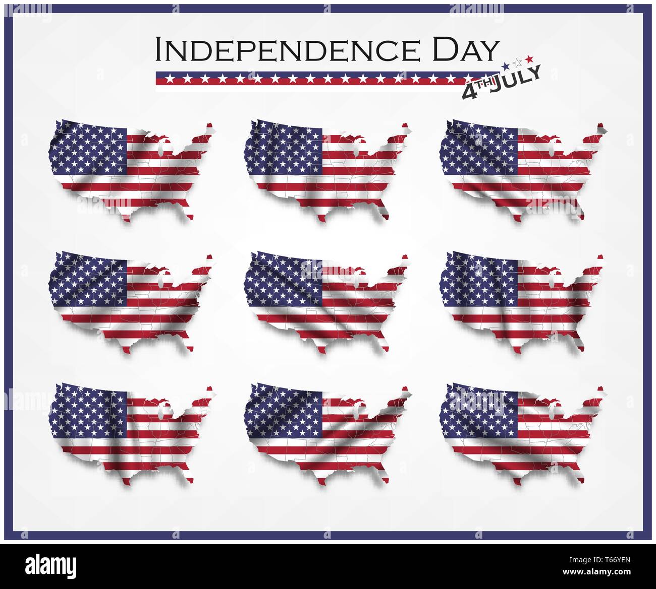 United states of america map and waving flag set . Independence day of ...