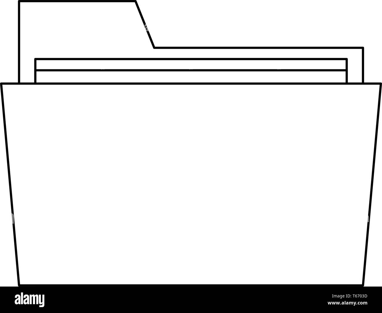 Folder document symbol cartoon in black and white Stock Vector Image ...