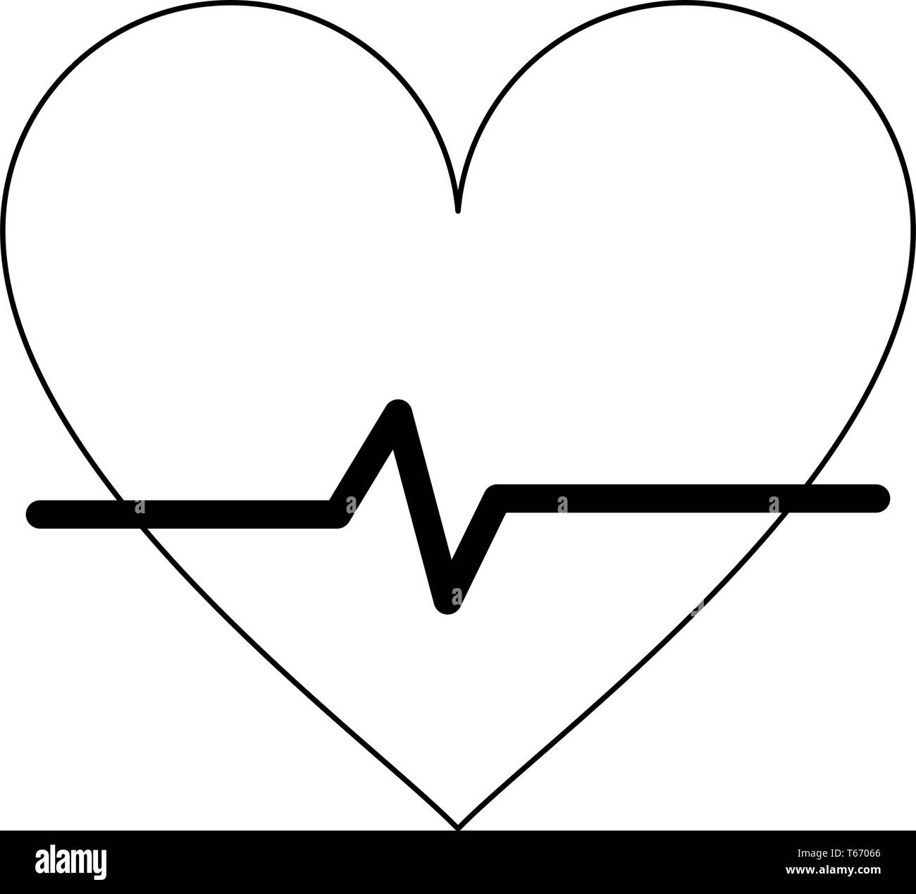 Medical heartbeat symbol isolated in black and white Stock Vector Image ...