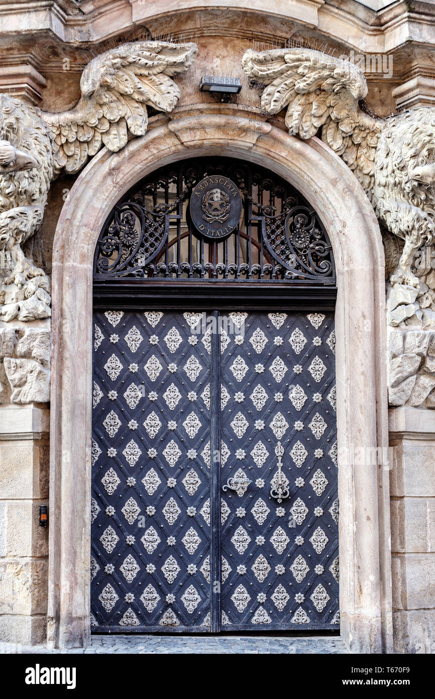 Entrance of italy embassy in Prague Stock Photo - Alamy