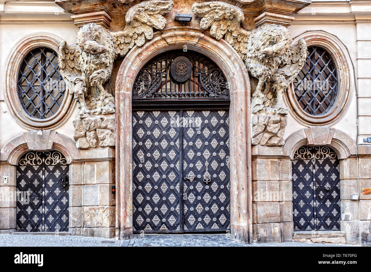 Entrance of italy embassy in Prague Stock Photo - Alamy