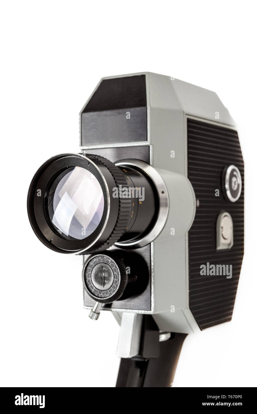 Old 8mm movie camera on white Stock Photo - Alamy