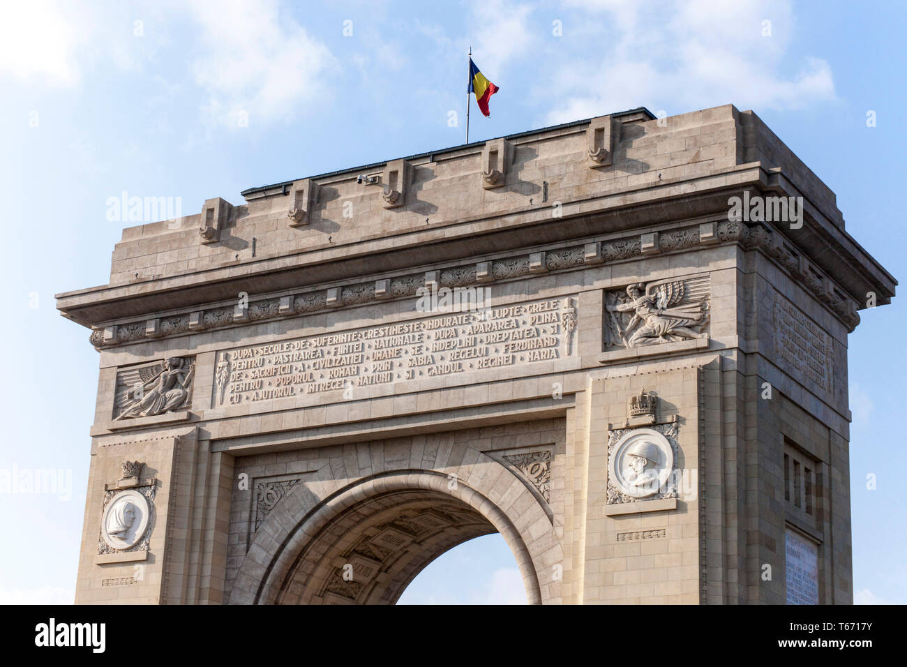 The Arcul de Triumf or Arch Of Triumph, Bucharest, Romania Stock Photo ...