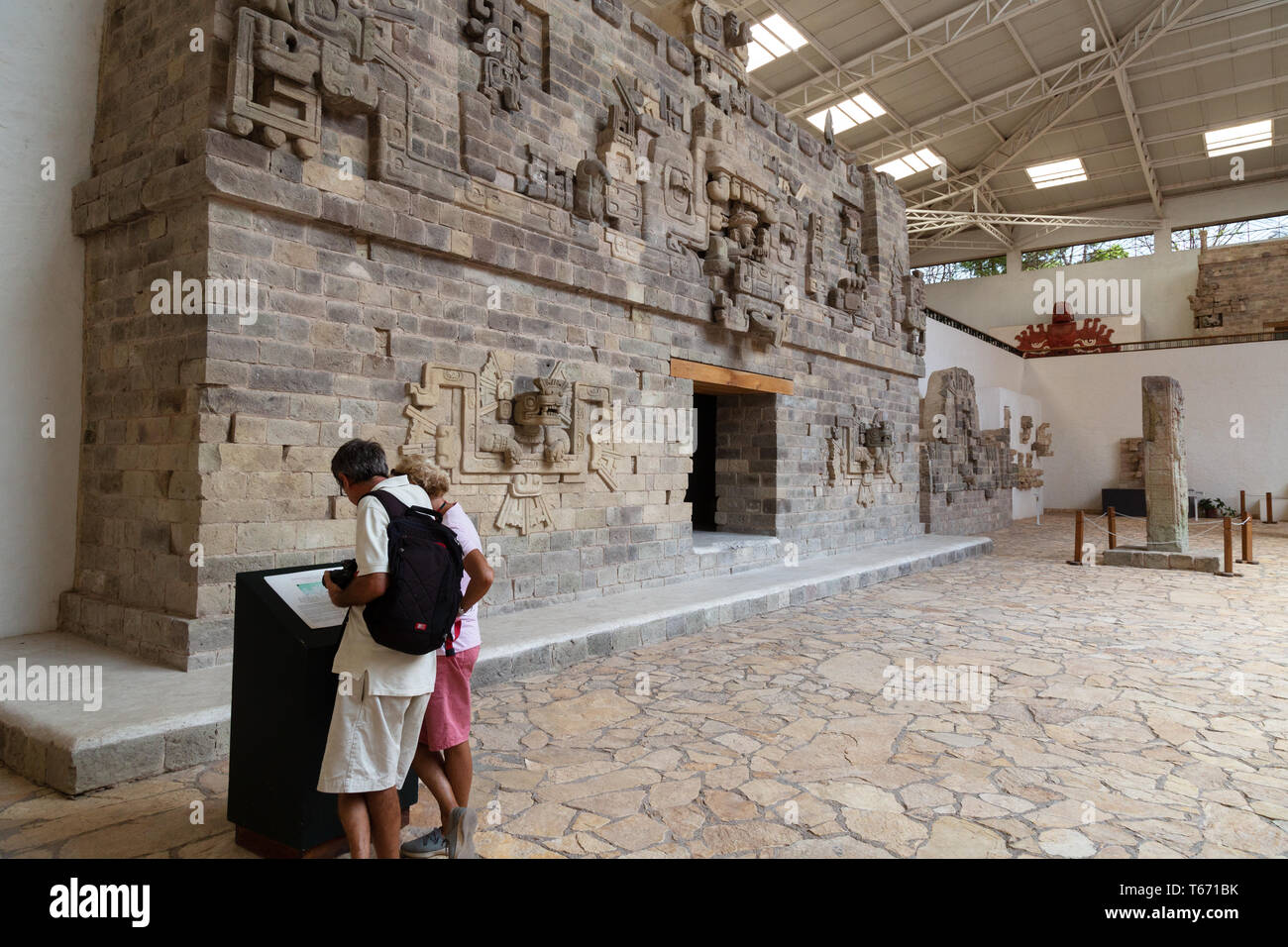 Copan Museum, Copan Ruinas, Honduras - tourists in the Copan Sculpture Museum looking at Mayan ...