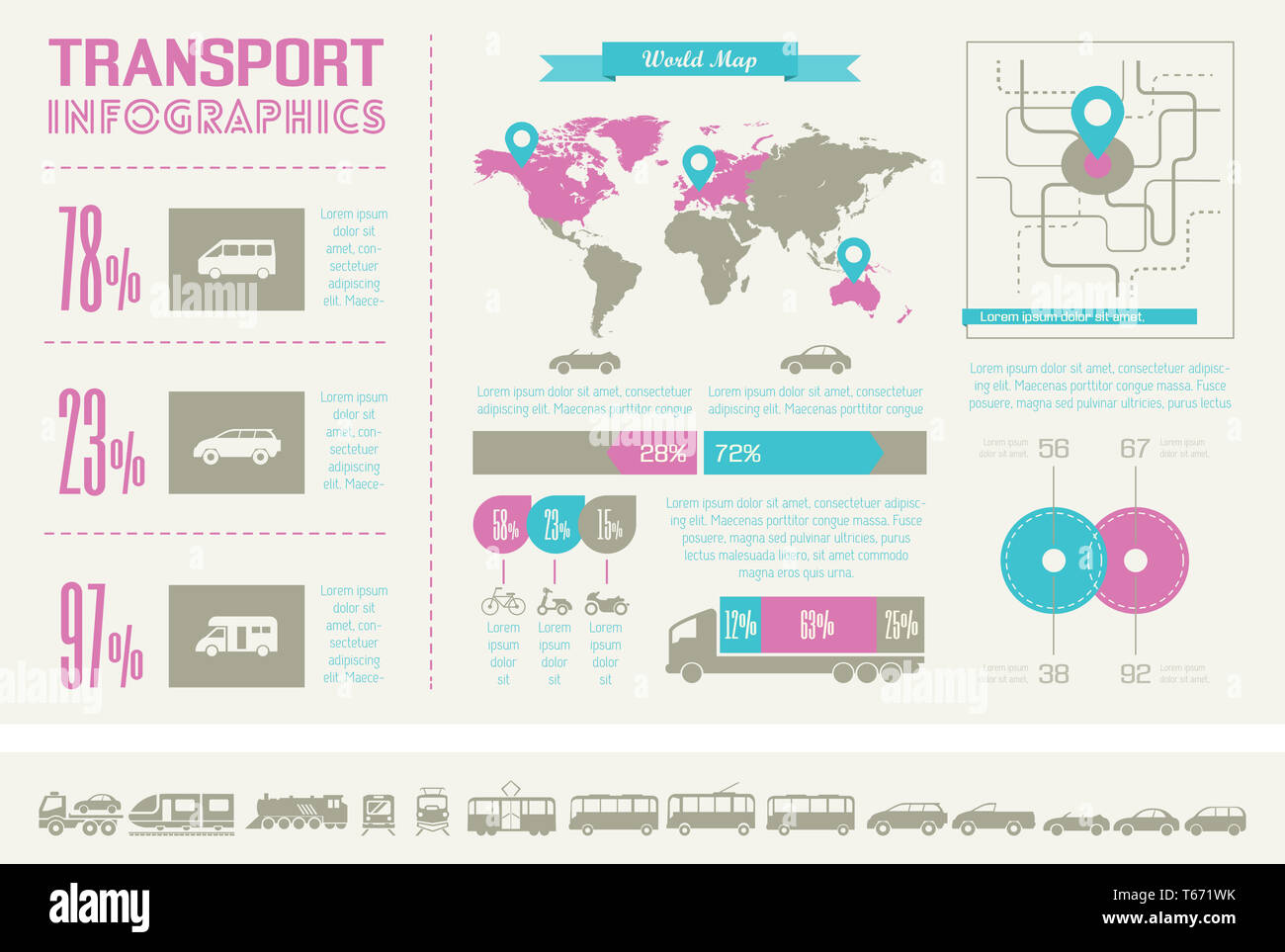 Transportation Infographic Template Stock Photo - Alamy