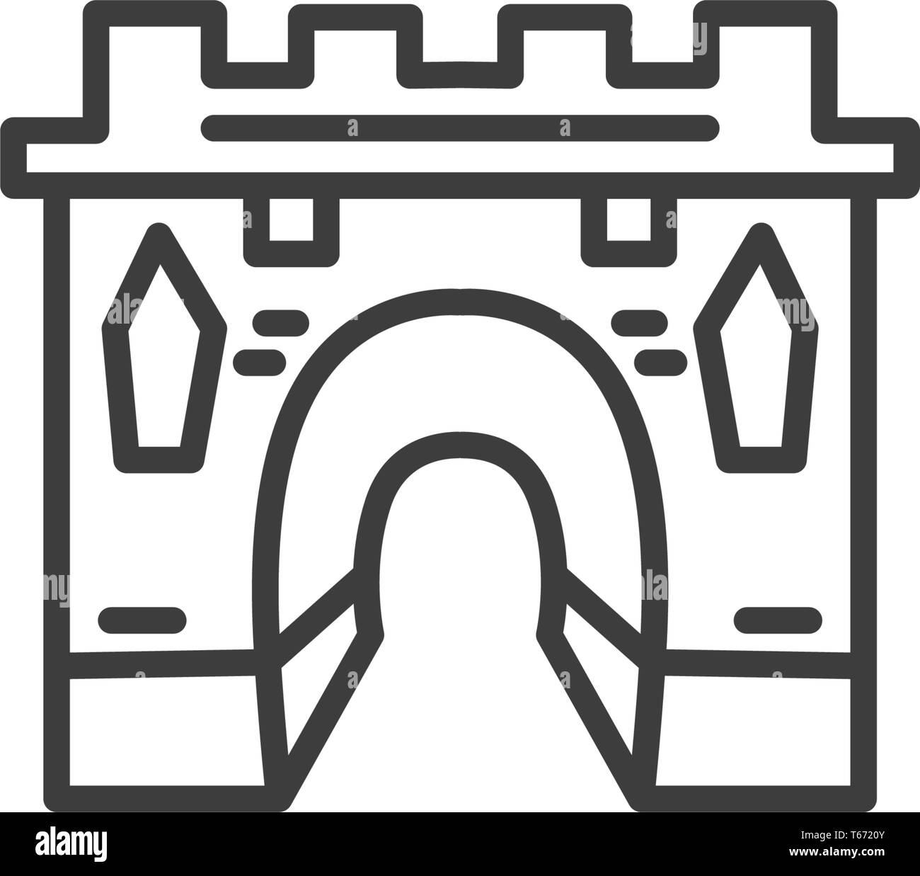 Urban and city element icon - medieval gate, sight in trendy simple ...