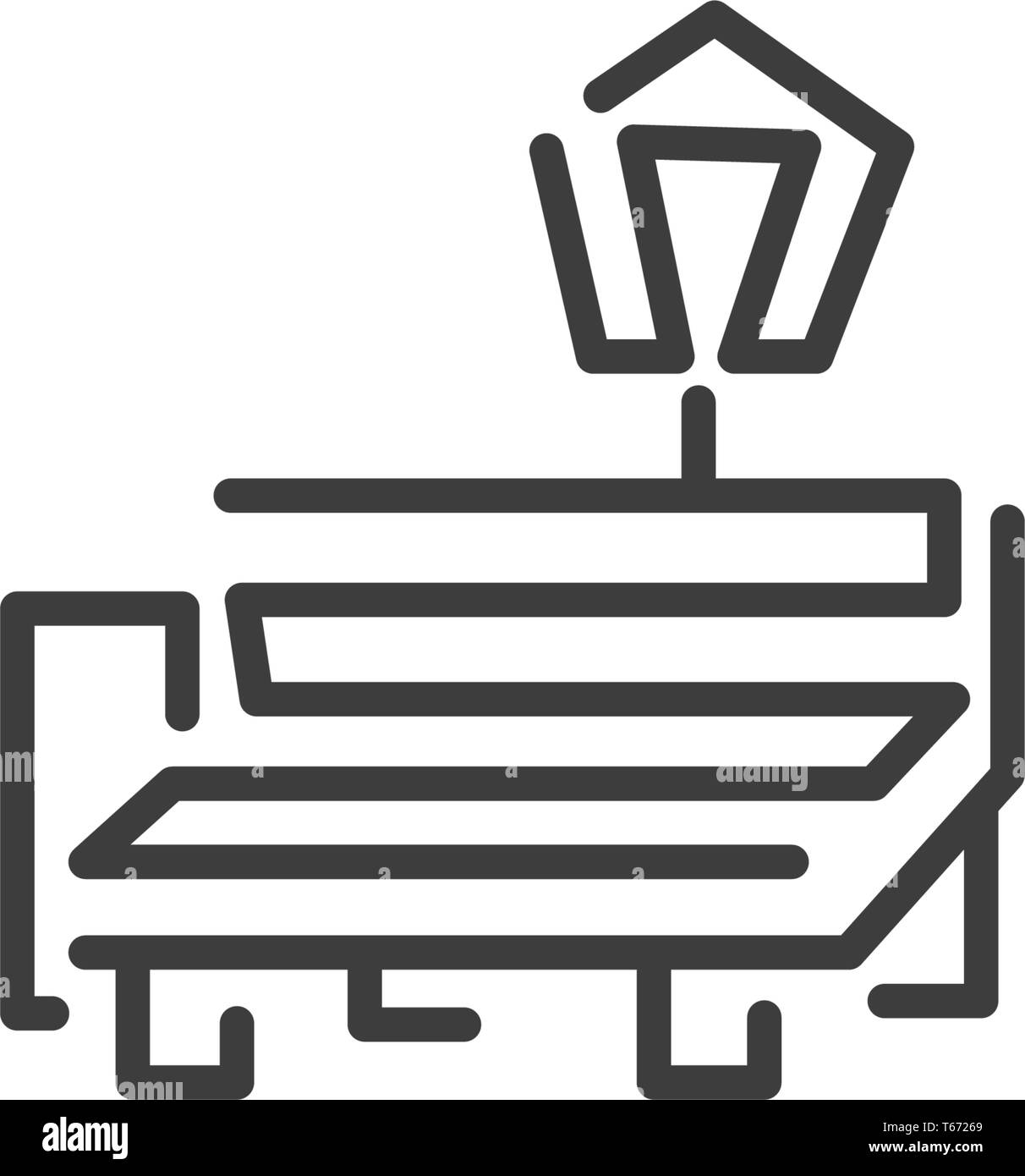 Urban and city element icon - bench and lantern in trendy simple line ...
