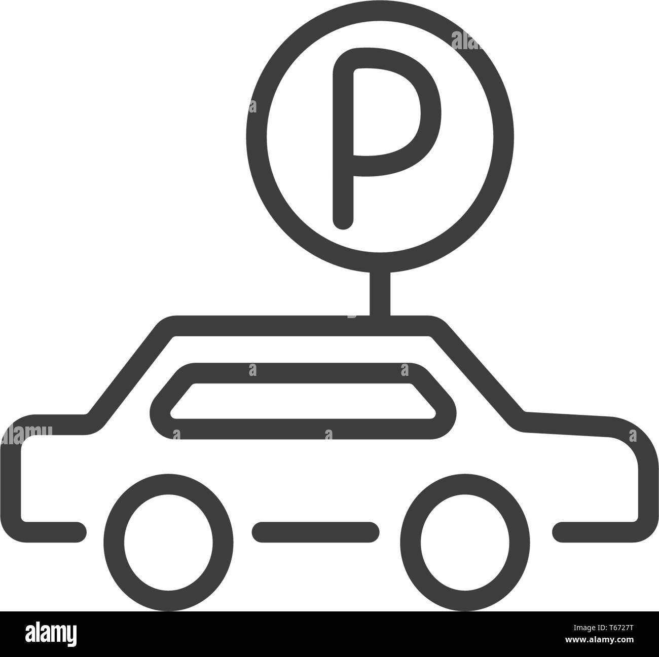 Urban and city element icon - parking lot in trendy simple line art ...