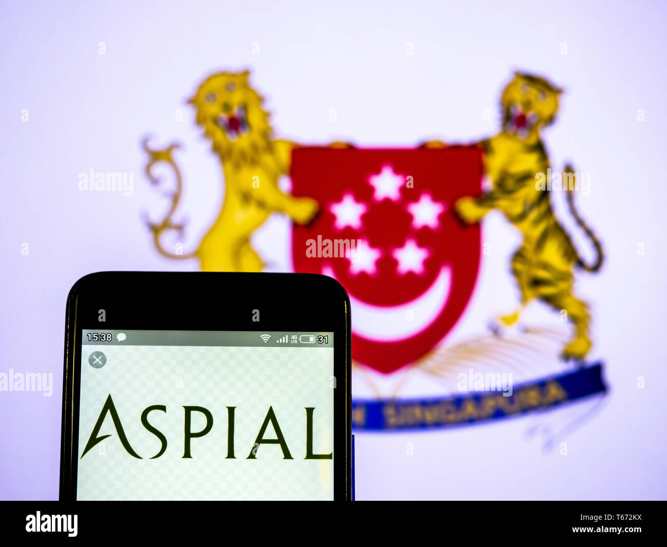 In this photo illustration an Aspial Corporation logo seen displayed on ...