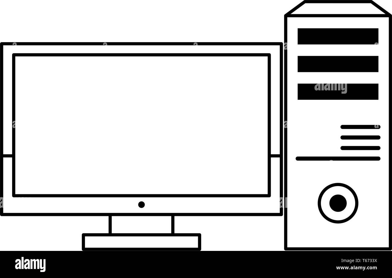 computer icon cartoon in black and white Stock Vector Image & Art - Alamy