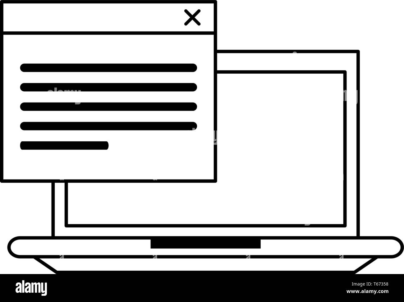 computer icon cartoon in black and white Stock Vector Image & Art - Alamy