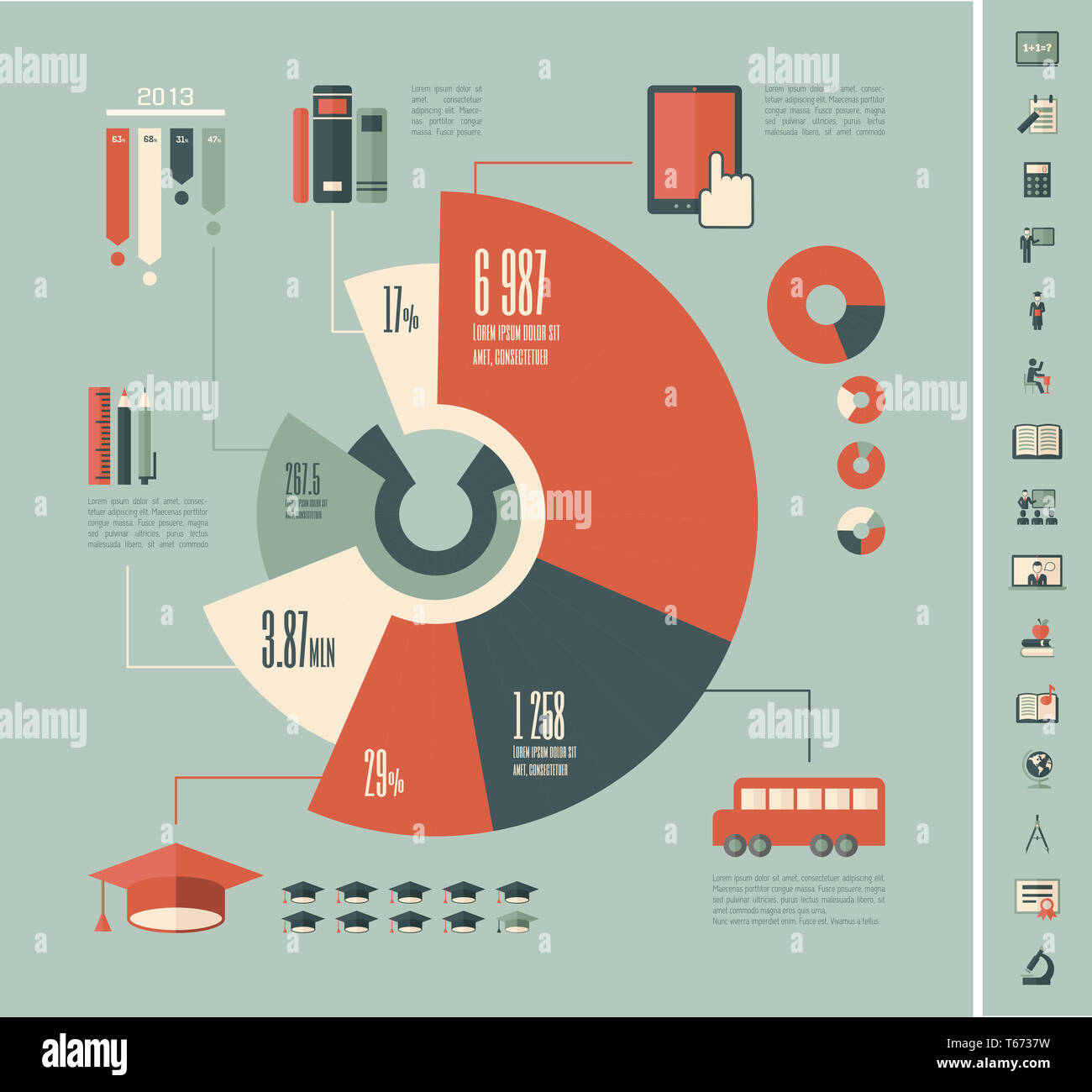 Pie chart education infographic hi-res stock photography and images - Alamy