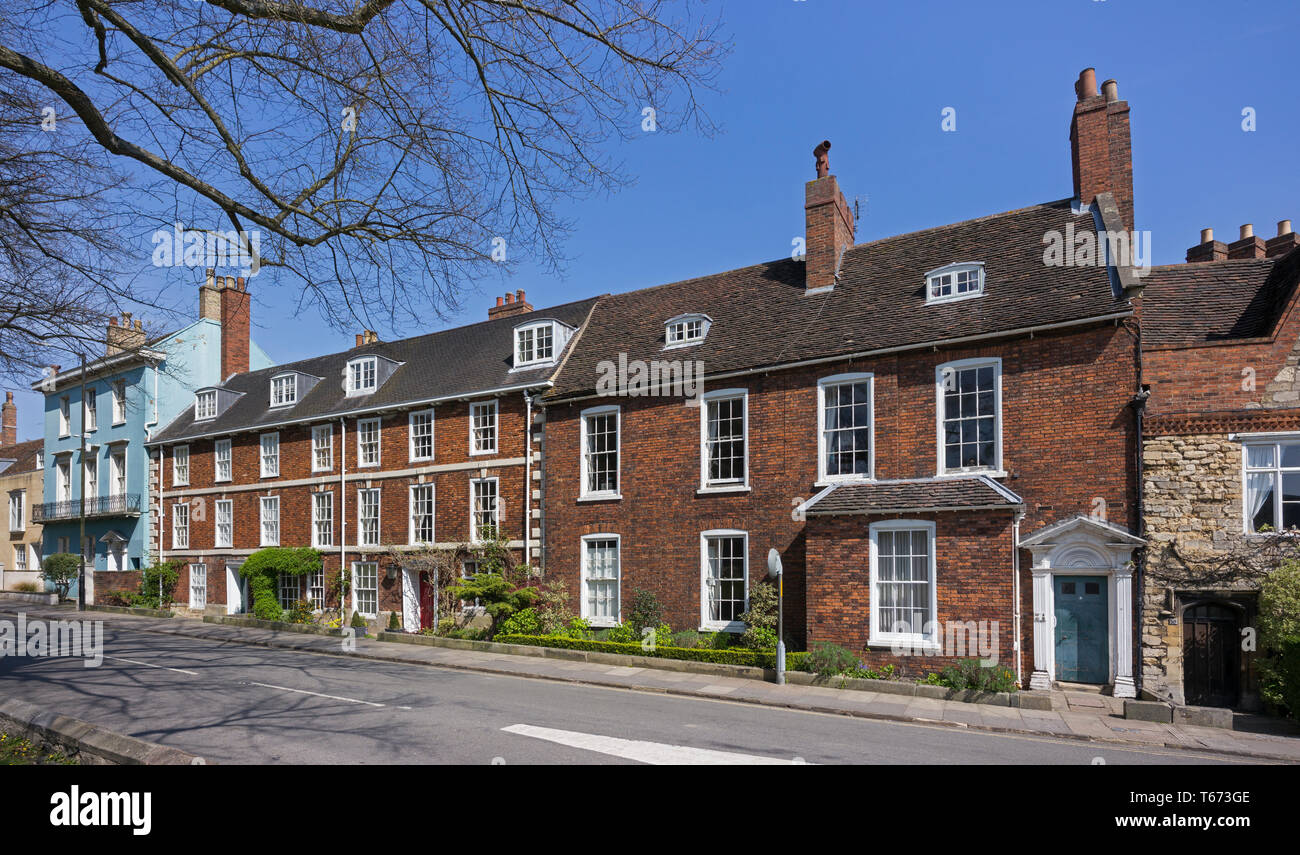 Row of houses in Priory Gate, Lincoln, opposite Lincoln Cathedral Stock ...