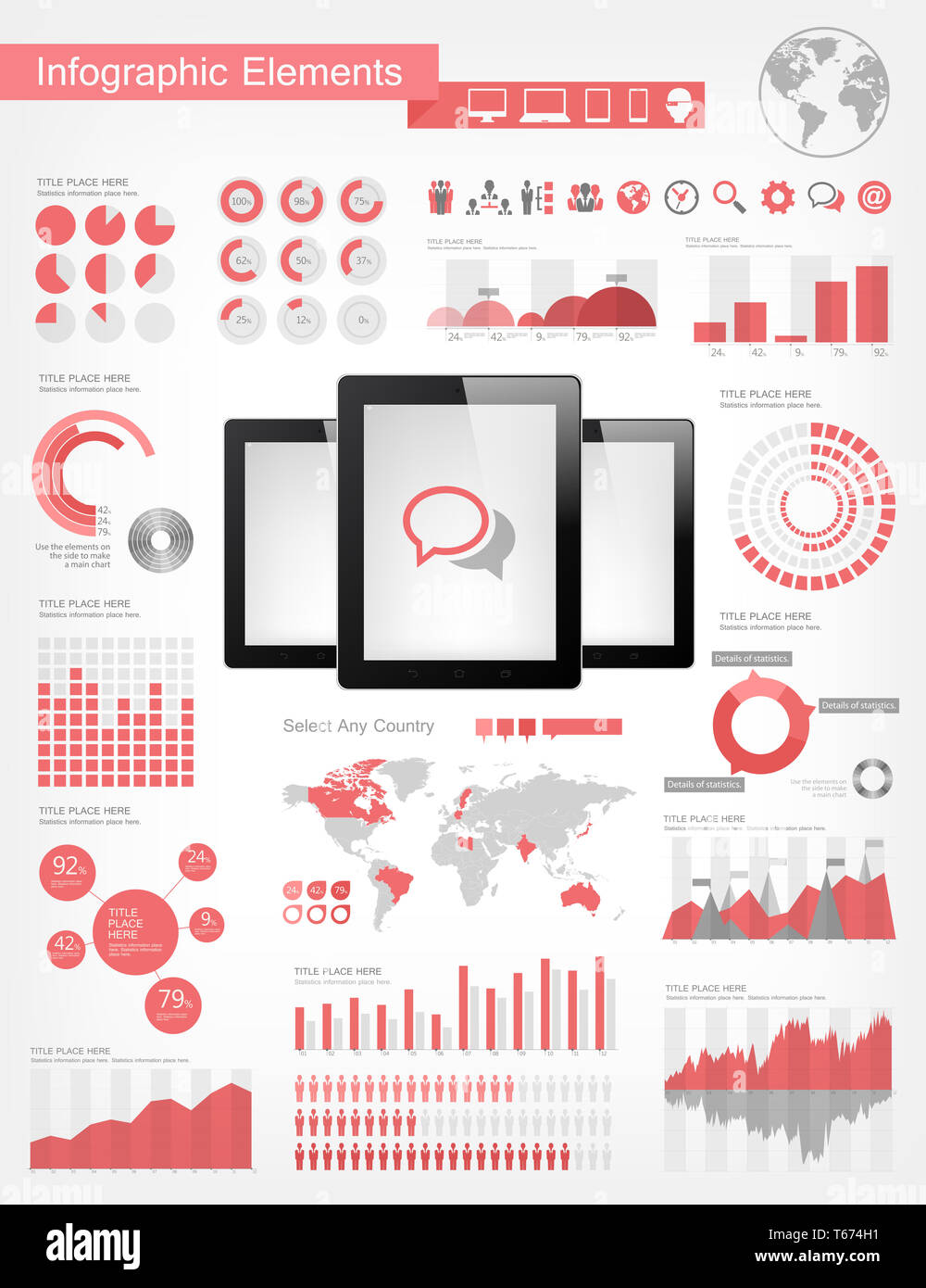 Digital Tablets Infographic Elements Stock Photo - Alamy