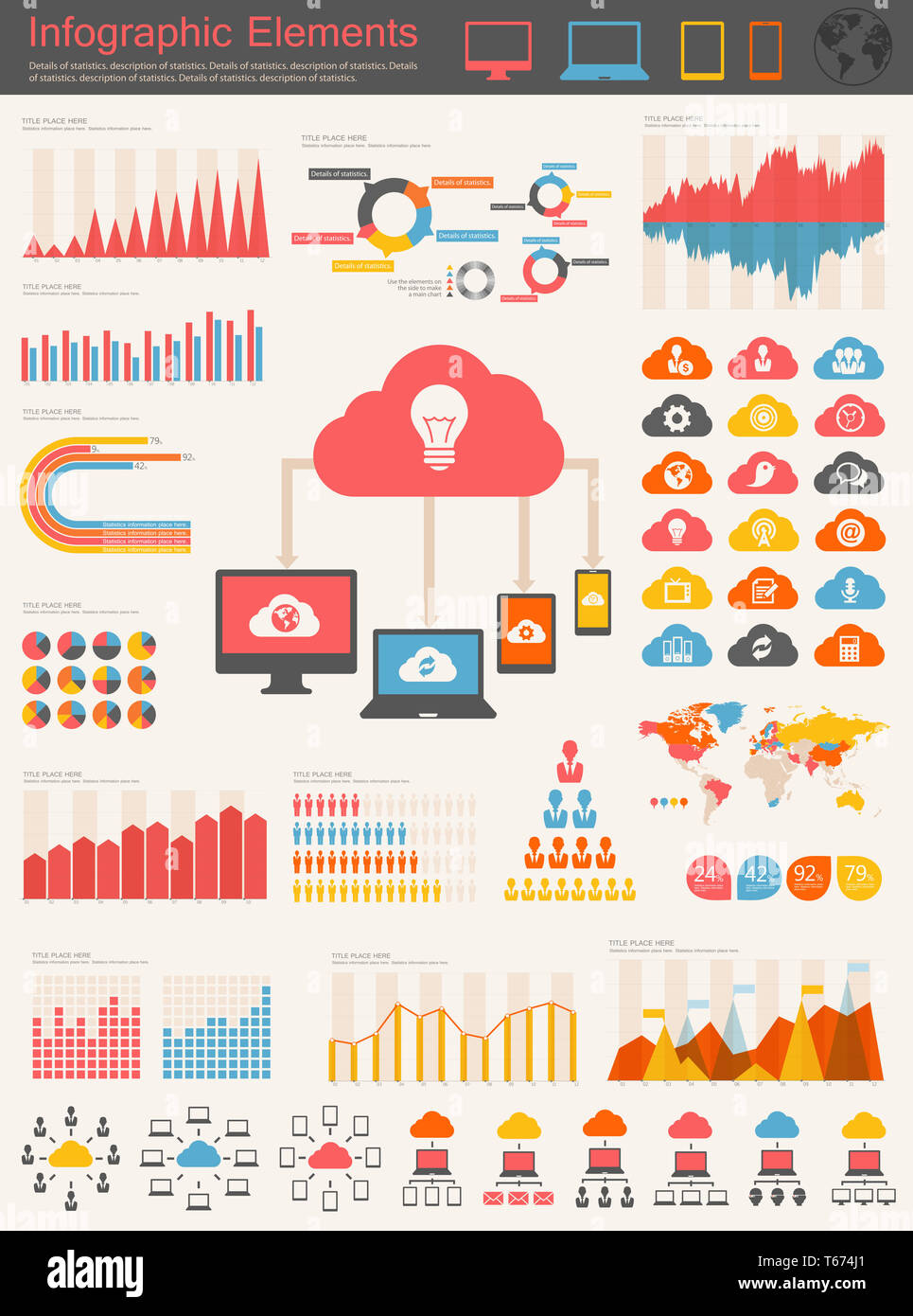 Cloud Service Infographic Elements Stock Photo - Alamy