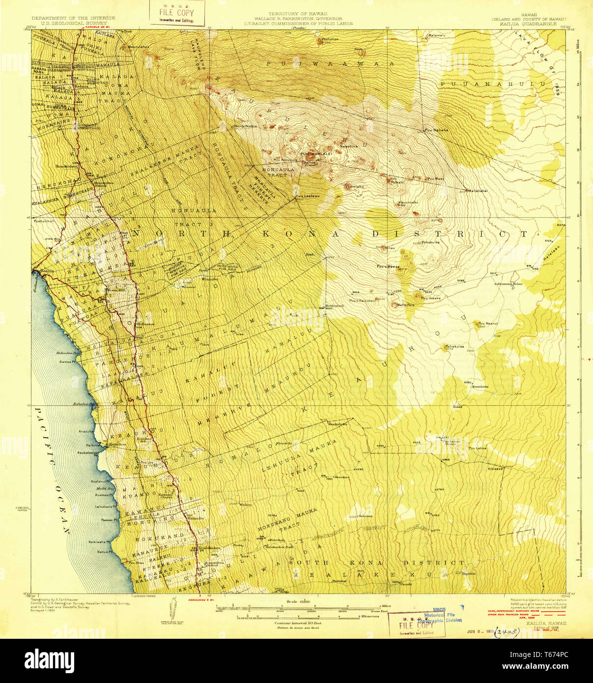 USGS TOPO Map Hawaii HI Kailua 349859 1928 62500 Restoration Stock ...