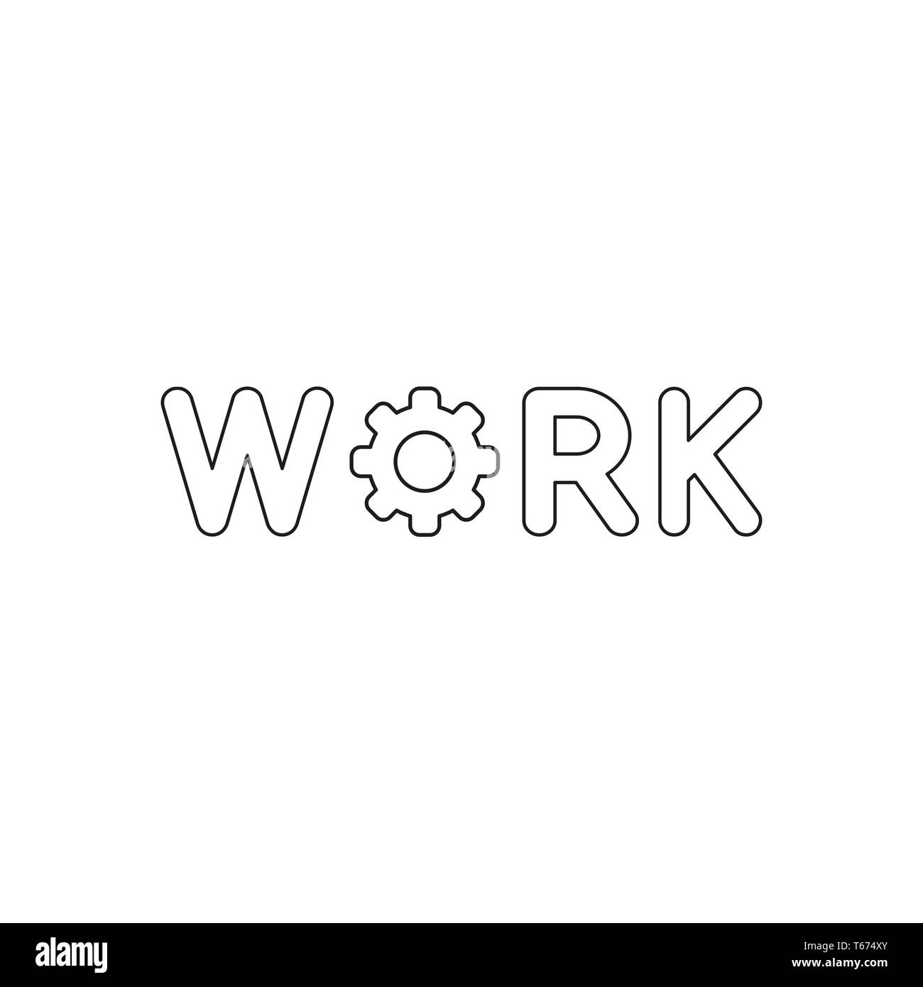 Vector icon concept of work word with gear. Black outlines Stock Vector ...