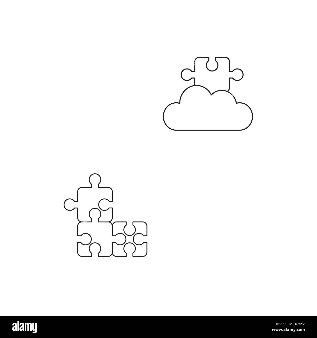 Vector icon concept of three puzzle pieces connected and missing puzzle ...