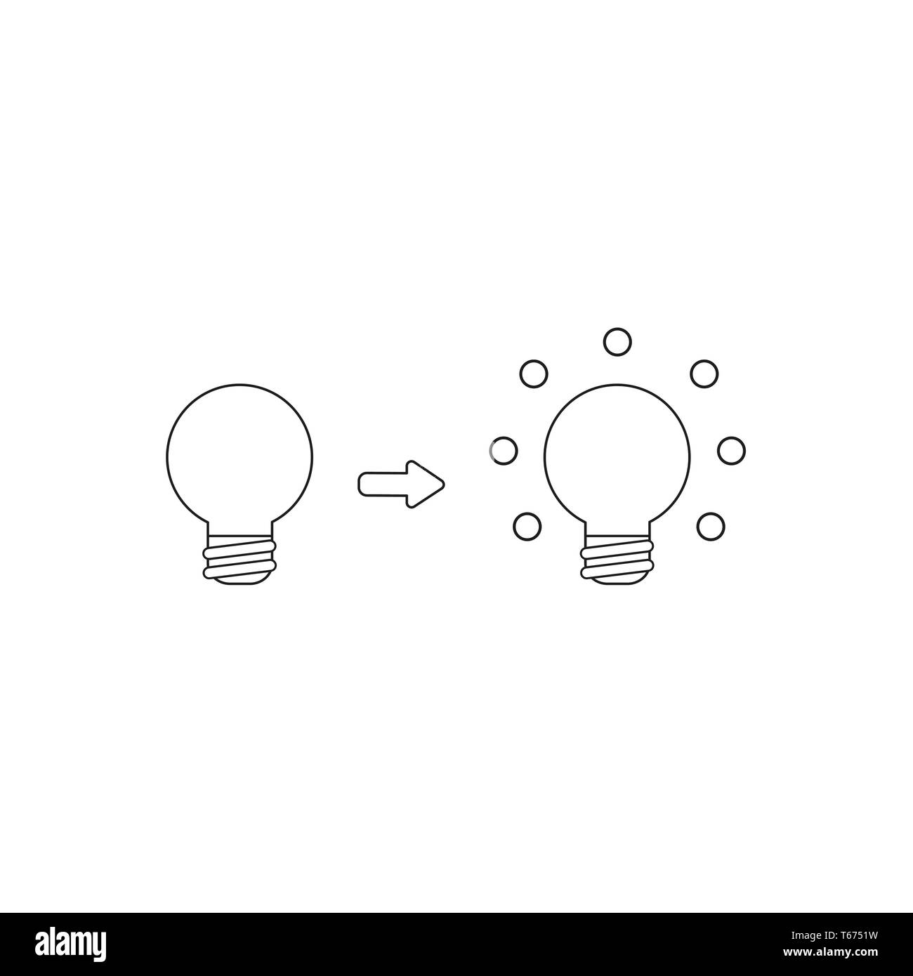 Vector icon concept of light bulb and glowing light bulb, bad and good ...