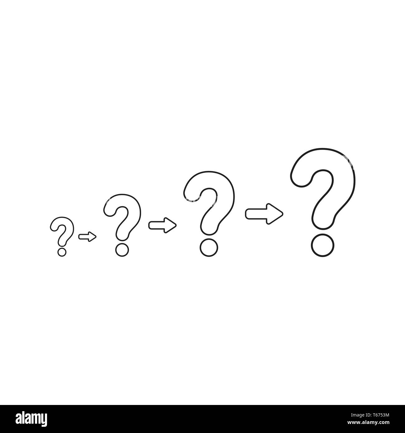 Vector illustration concept of growing problems with question marks ...