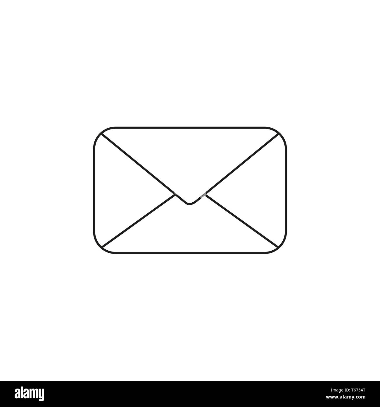 Vector icon of closed mail envelope. Black outlines Stock Vector Image ...