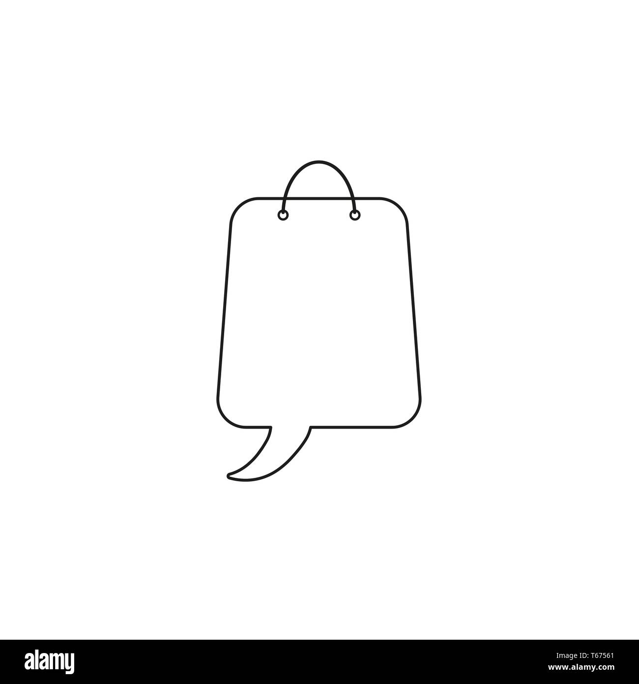 Vector icon concept of shopping bag with speech bubble. Black outlines Stock Vector Image & Art ...
