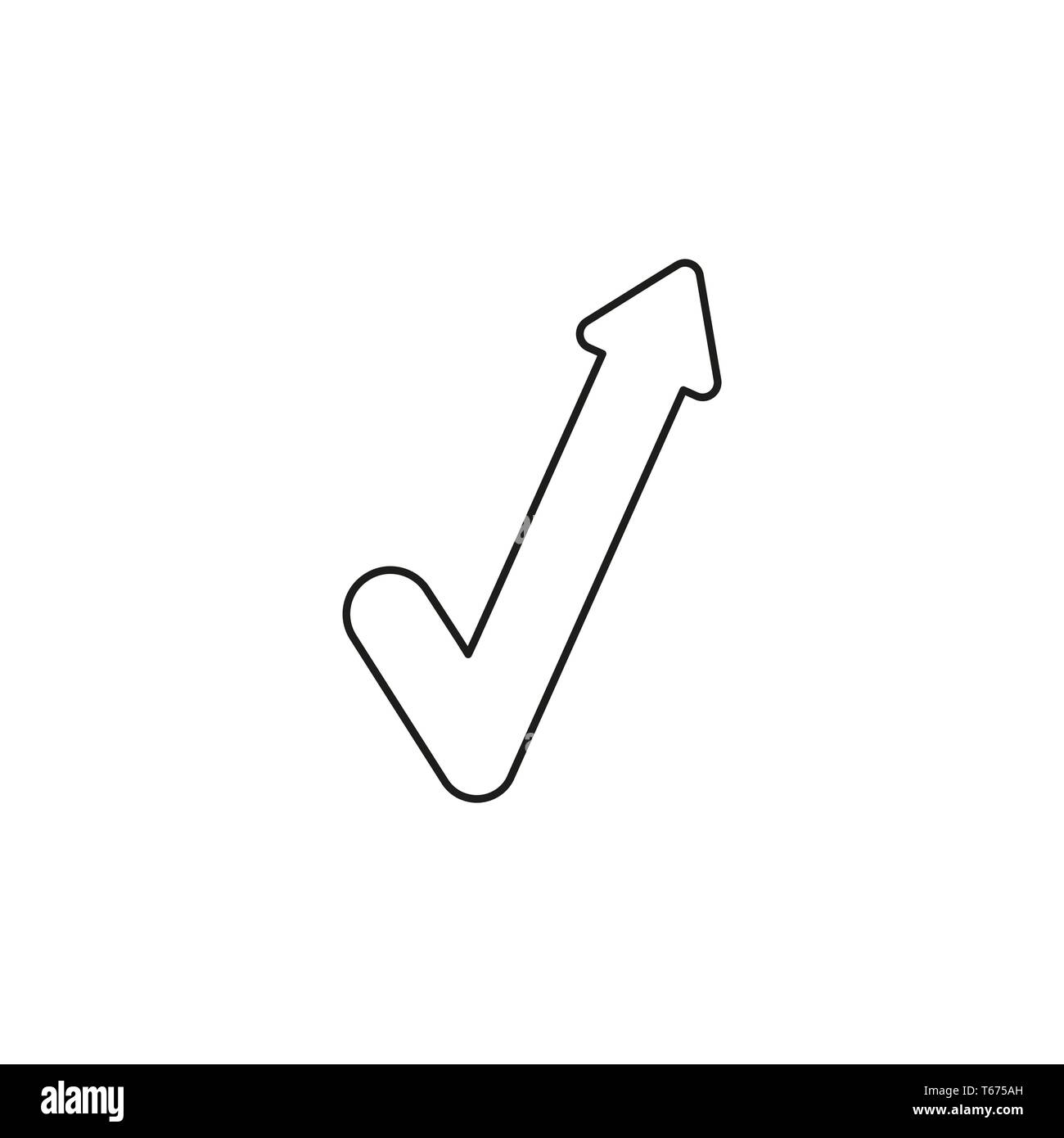 Vector icon concept of check mark with arrow pointing up. Black outlines Stock Vector Image ...