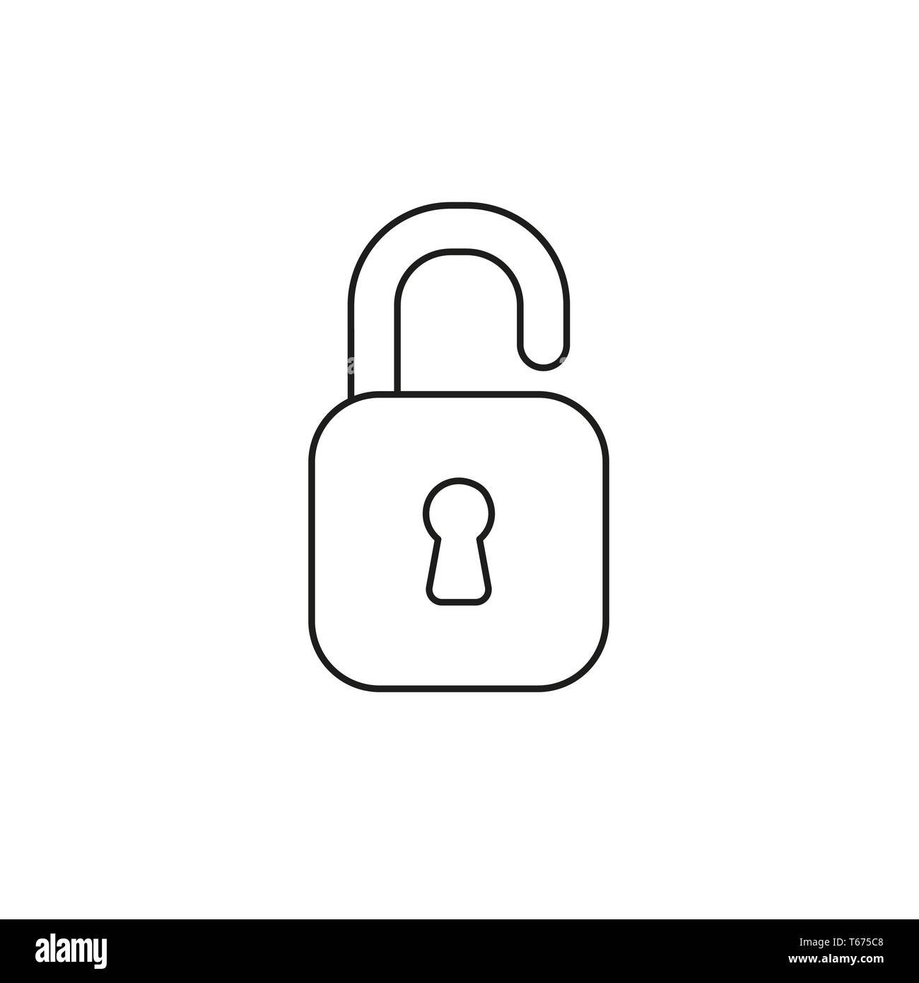 Vector icon of opened, unlocked padlock. Black outlines Stock Vector ...